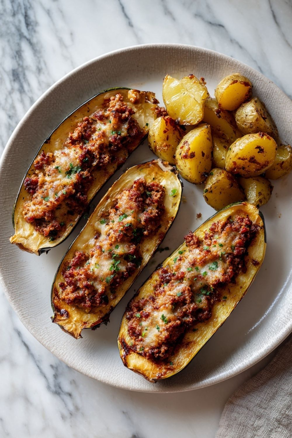Hairy Bikers Stuffed Marrow (Lamb Mince & Cheese Topping)